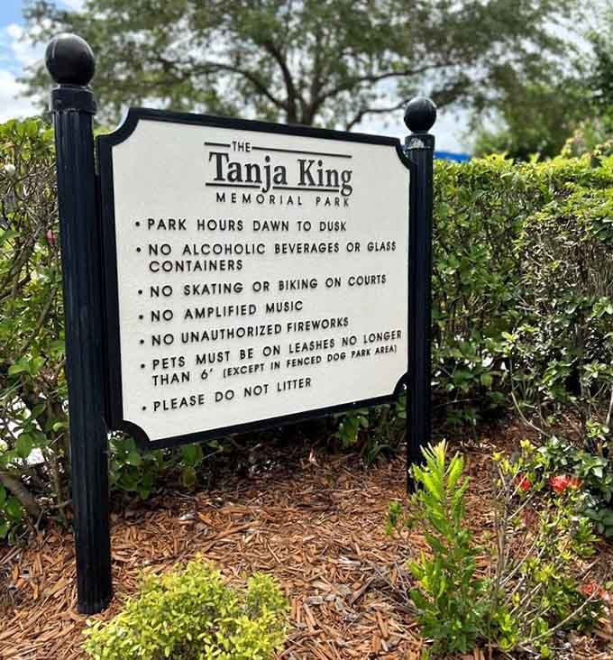 Park rules keep things civilized without being buzzkills, because apparently some folks need reminding that glass and playgrounds don't mix.