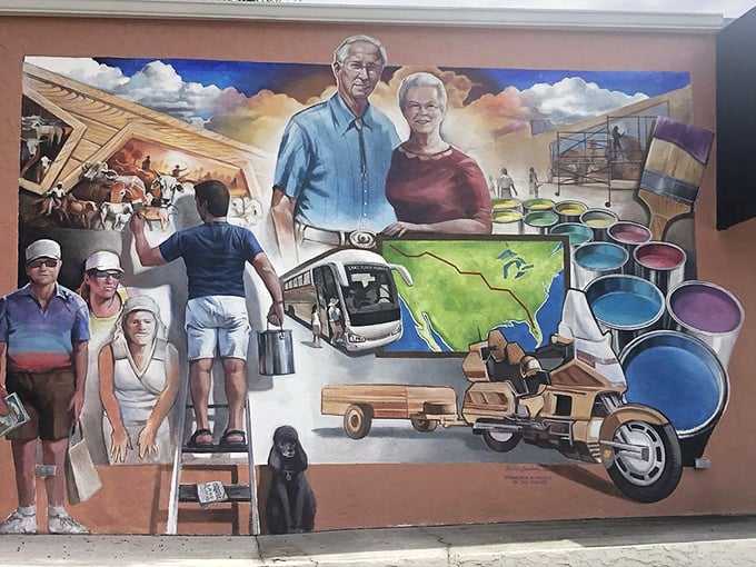 The mural that started it all &ndash; a vibrant timeline showing how passionate locals transformed blank walls into a community-wide canvas of memories.