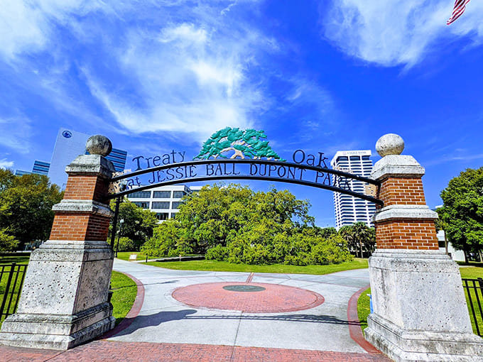 Walking through this entrance feels like stepping into nature's VIP section, no velvet rope required.
