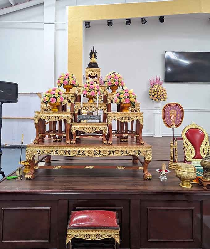 Inside the temple, ornate details and sacred spaces invite quiet contemplation and respectful appreciation of Buddhist traditions.