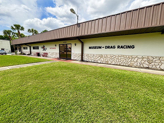 The unassuming exterior of the Don Garlits Museum belies the mechanical treasures waiting inside this temple of torque.