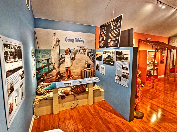 Step inside and travel back in time &ndash; this fishing display captures the thrill of coastal living with vintage photos and maritime memorabilia.