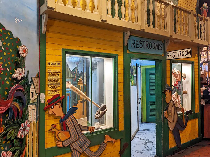 Even the police had personality in old Key West! This whimsical carving captures the eternal dance between chicken thieves and local law enforcement.