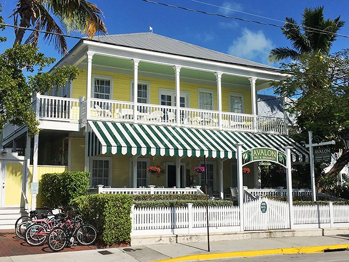 Sunshine yellow with crisp white trim, this classic Key West bed and breakfast captures the island's laid-back luxury and historic charm.