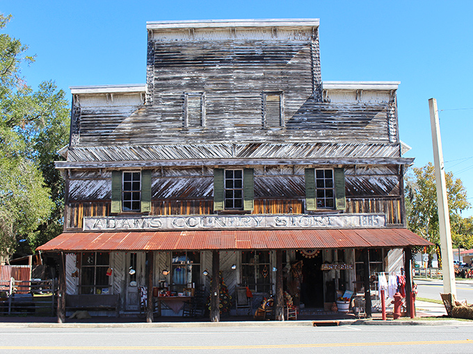 Time warp treasure! Adams Country Store looks like it should be selling penny candy to Tom Sawyer, weathered wood telling tales of yesteryear.