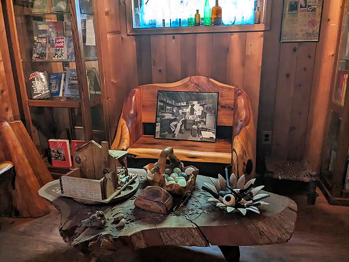 Kennedy's cabin interior showcases the kind of authentic character that modern designers spend fortunes trying to fake, usually unsuccessfully.