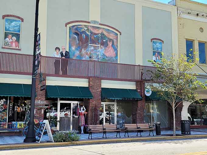 Those awnings aren't just keeping the sun off shoppers but continuing a tradition of practical elegance that modern strip malls forgot existed.