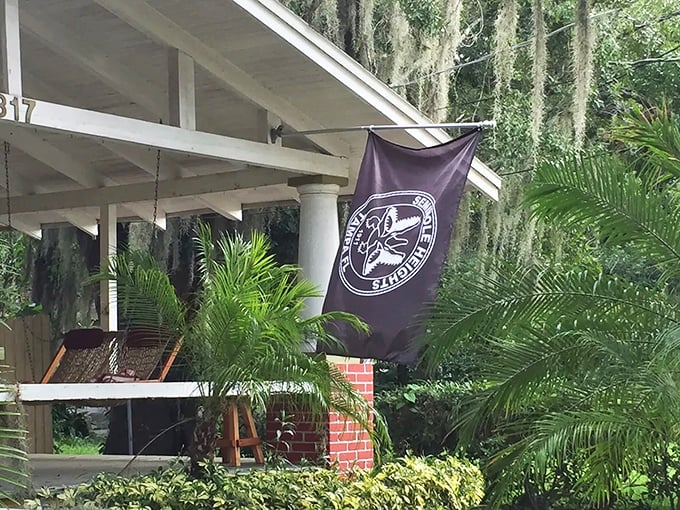 Even the local flag pays homage to the neighborhood's favorite resident &ndash; Spanish moss and two-headed pride on full display.