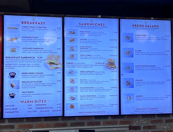 The menu board tempts with breakfast delights, signature sandwiches, and fresh salads &ndash; each promising a flavor adventure worth every calorie.