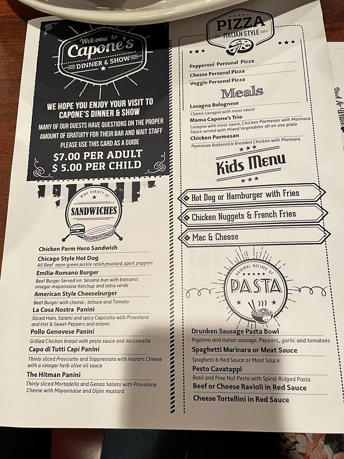 Capone's menu reads like a love letter to Italian-American comfort food, with enough options to satisfy even the hungriest wise guy.