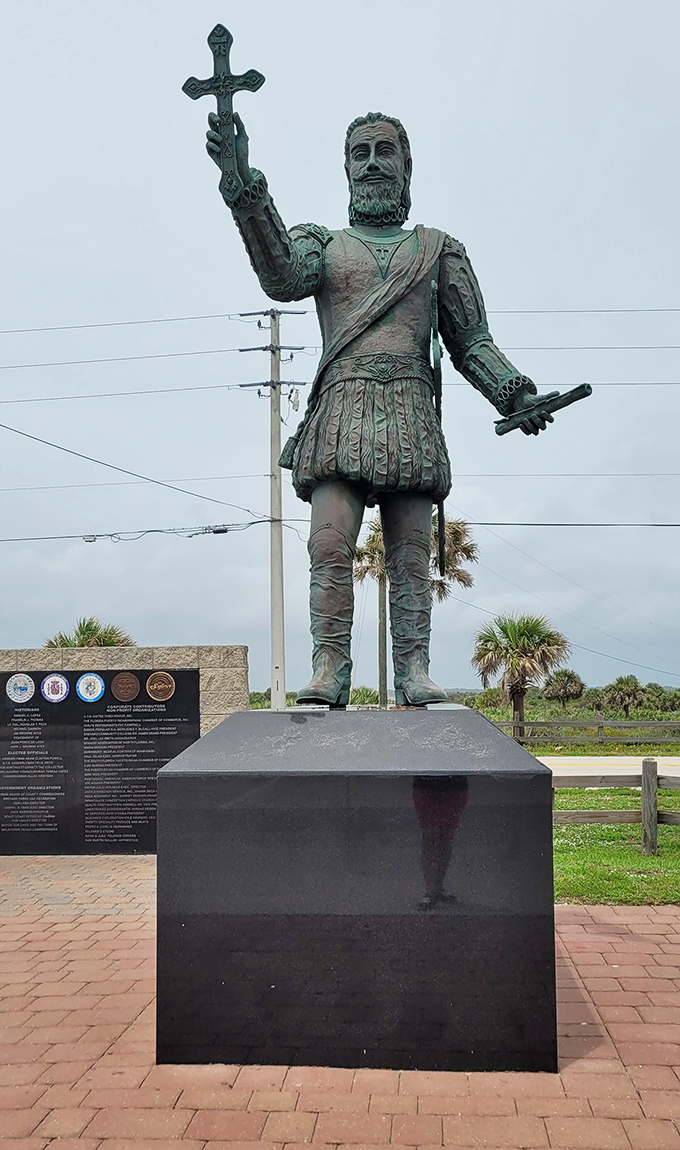 Standing tall against the Florida sky, this bronze conquistador has the best view in town&mdash;and hasn't complained about the humidity once.