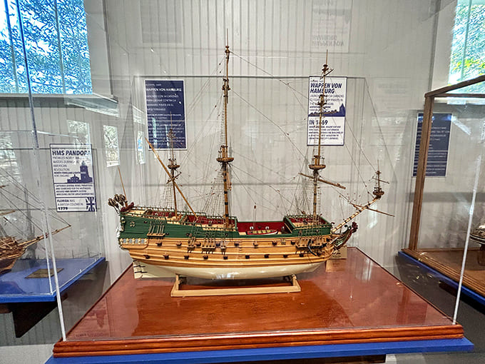 This exquisite ship model showcases the craftsmanship of maritime history, proving that people built incredible things long before YouTube tutorials existed.
