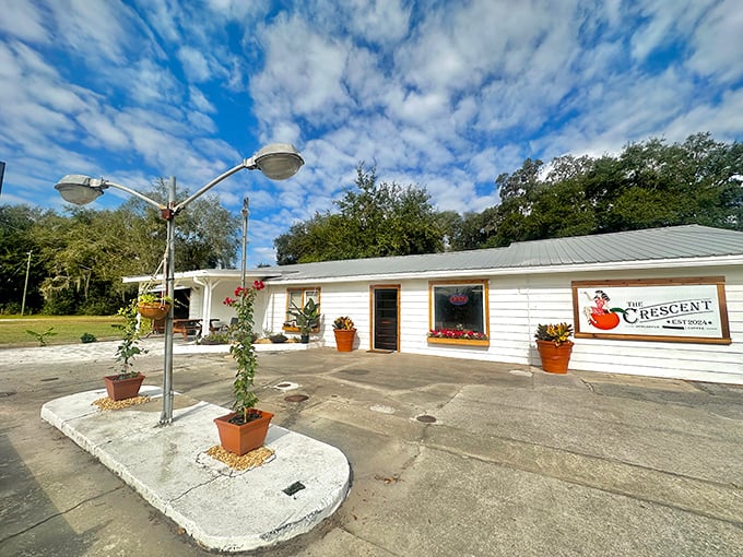 The Crescent's charming exterior promises comfort food that would make your grandmother both proud and slightly jealous.