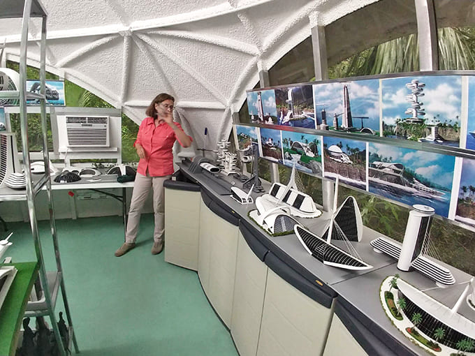 Inside, the space feels both futuristic and inviting, proving eco-friendly doesn't mean uncomfortable or boring in the slightest.