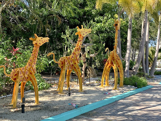 These yellow giraffes aren't just standing around&mdash;they're having what looks like the world's most sophisticated cocktail party, minus the cocktails but with extra sass.