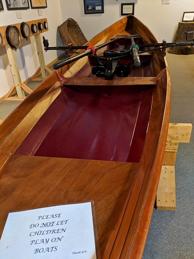This meticulously crafted wooden boat showcases the museum's commitment to preserving maritime craftsmanship &ndash; beauty and function in perfect harmony.