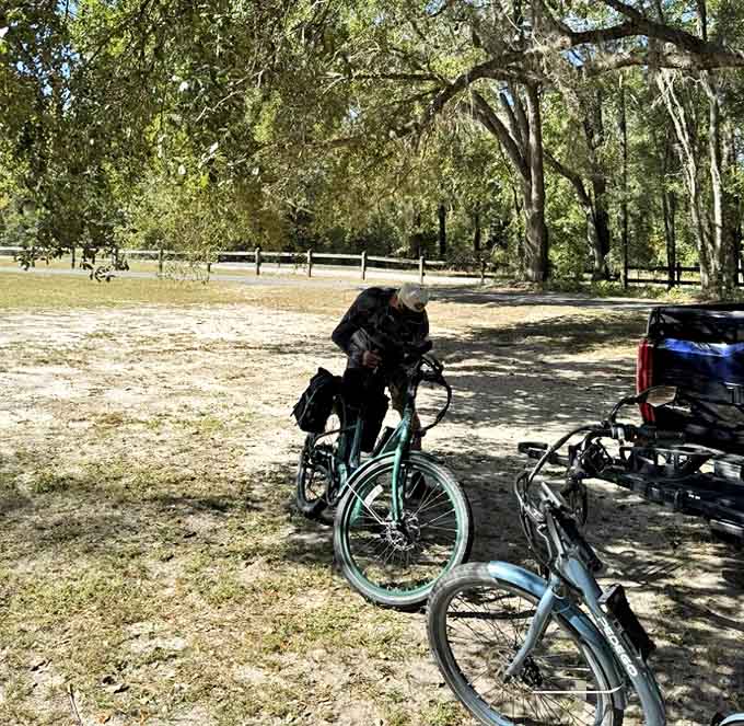 A cyclist prepares for adventure, proving that sometimes the best therapy has two wheels and a trail ahead.