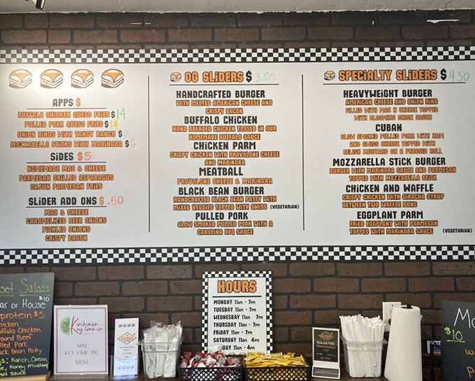 The menu board &ndash; a roadmap to slider paradise where decision paralysis has never been so deliciously rewarding.