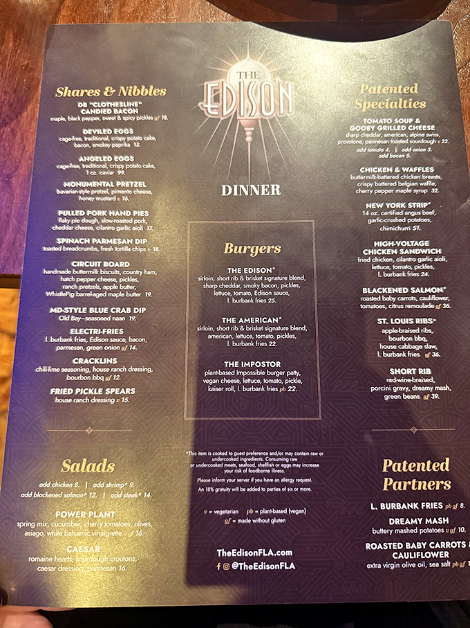 The Edison's menu reads like a love letter to American classics, reimagined with creative twists that would make its inventor namesake proud.