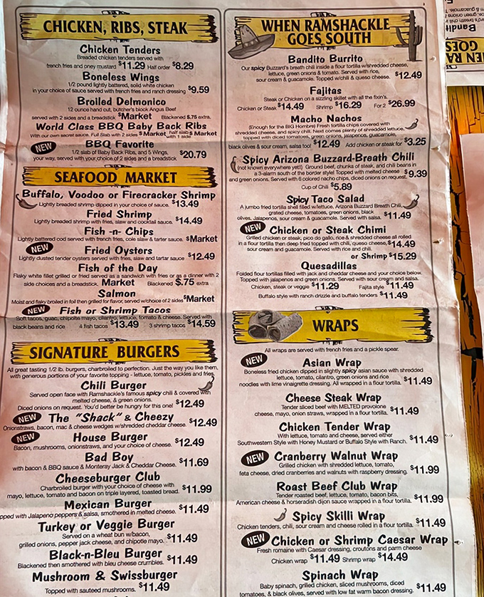 The menu at Ramshackle doesn't just list food – it presents a manifesto of comfort classics and creative twists that'll have your stomach growling in anticipation.