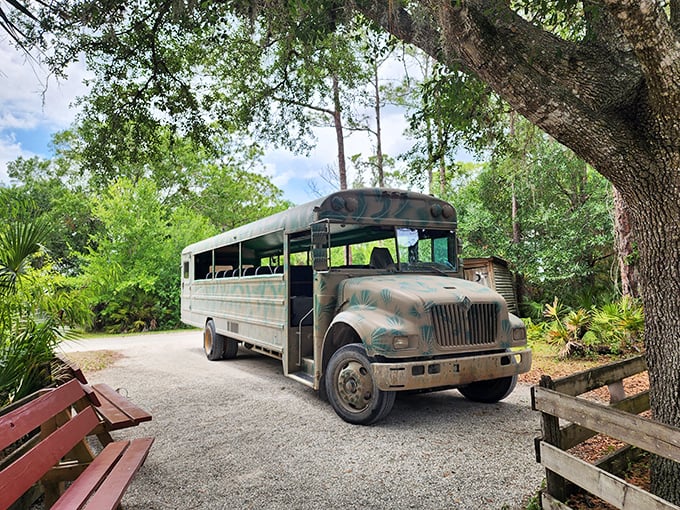 This camouflaged swamp chariot looks ready for military duty but serves as your luxury liner through Florida's liquid wilderness.