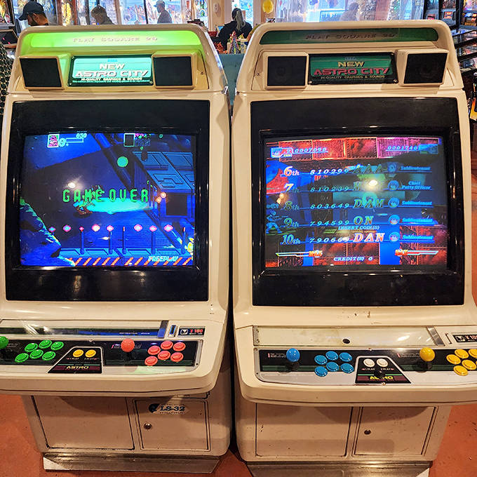 These classic arcade cabinets stand like sentinels of gaming history, their simple controls masking devilishly challenging gameplay.