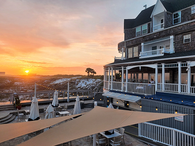 Beach Walk Cafe at Henderson Park Inn offers romantic sunset dining with panoramic views of Destin's famous emerald waters.