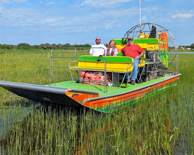 Skimming across Florida's liquid wilderness, these colorful airboats are the Cadillacs of marsh transportation—minus the traffic jams.