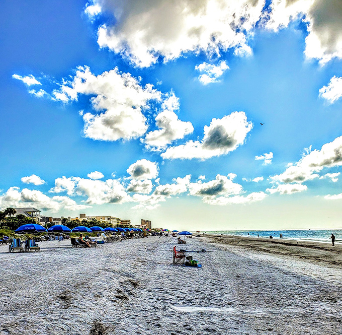 Even on cloudy days, Indian Rocks Beach casts its spell &ndash; the moody skies adding drama to an already spectacular coastline.