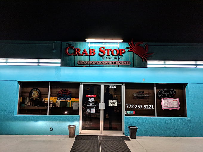 The Crab Stop's vibrant turquoise exterior hints at the seafood treasures within &ndash; Maryland-style crabs that'll have you happily wearing a bib like a badge of honor.
