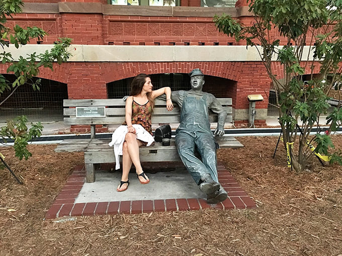 Nothing says "contemplating history" quite like sharing a bench with a bronze companion who's an excellent listener and never interrupts.