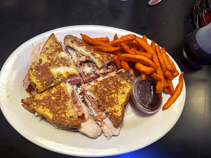 This Monte Cristo sandwich doesn't just blur the line between breakfast and lunch &ndash; it tap dances across it with ham, turkey, and perfectly golden-brown bread.