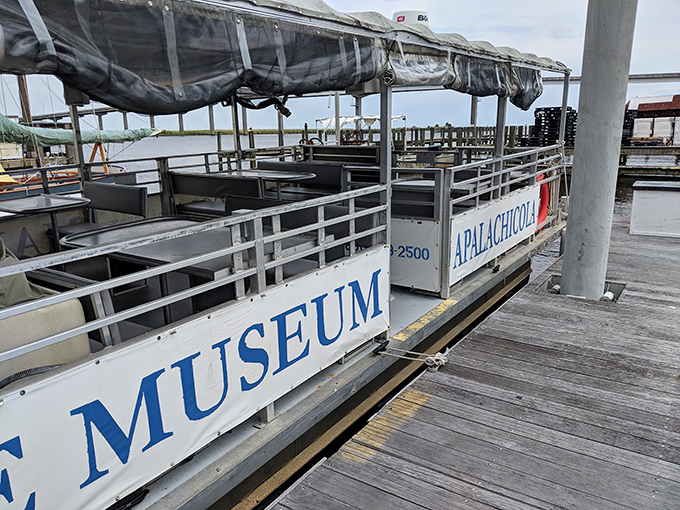 All aboard the museum's tour boat! Visitors get a floating history lesson while exploring the waters that shaped Apalachicola's maritime heritage.