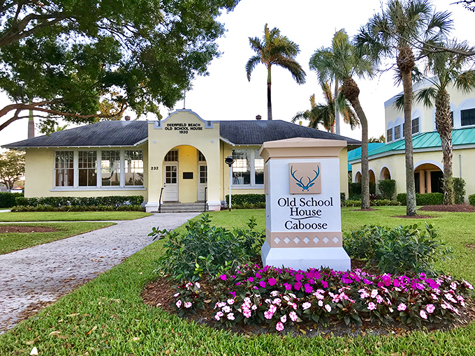 The Old School House welcomes visitors with the kind of charm that makes you wish your own education had involved more palm trees and sea breezes.