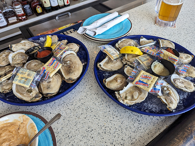 These glistening beauties on ice look like they just called an Uber from the ocean floor to your table.