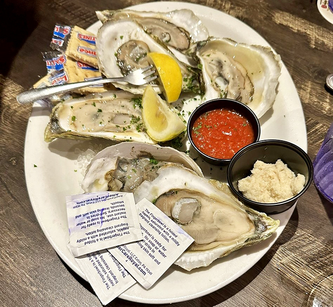 These glistening treasures of the sea arrive perfectly presented &ndash; just add a squeeze of lemon and prepare for briny bliss.