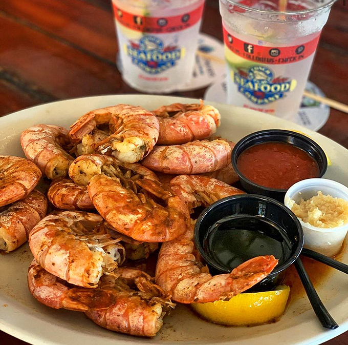 These peel-and-eat shrimp aren't just food; they're an activity. Grab, dip, devour, repeat &ndash; with a view that beats any dining room wallpaper.