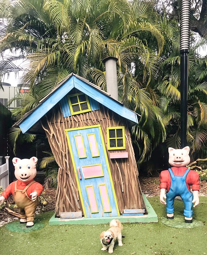 The Three Little Pigs found a forever home at Ulele, their crooked straw house defying both wolves and Florida hurricanes.