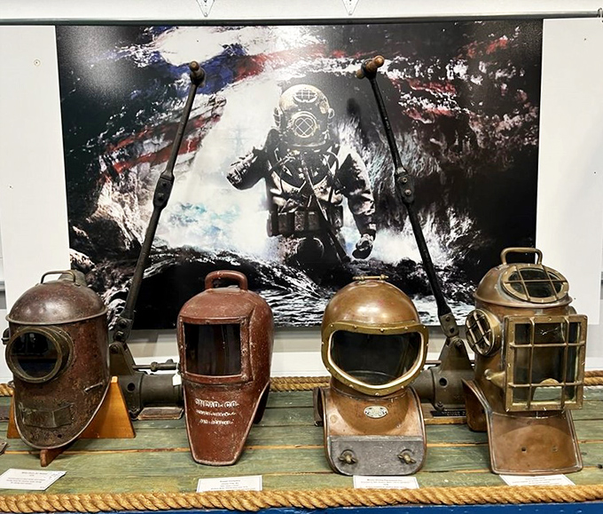 These copper and brass diving helmets aren't just antiques &ndash; they're time capsules that once protected human heads at crushing depths where no one was meant to breathe.