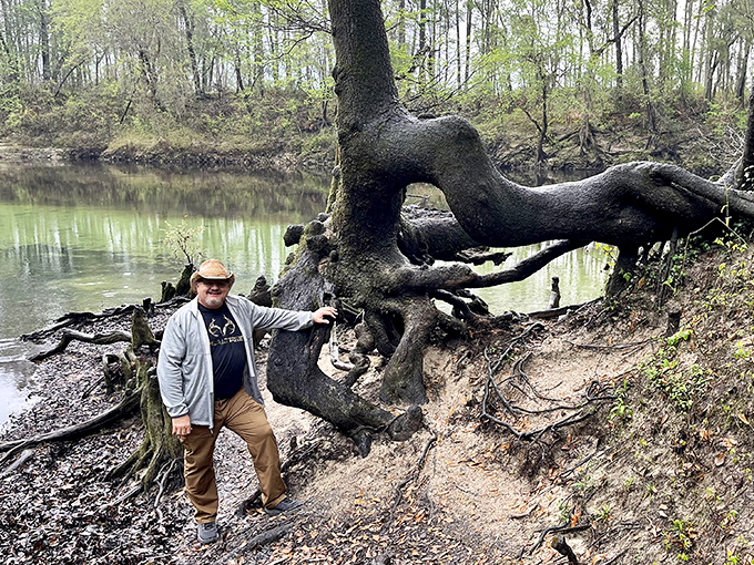 Explorers discover ancient tree formations along the riverbanks, where roots tell stories older than most Florida developments.