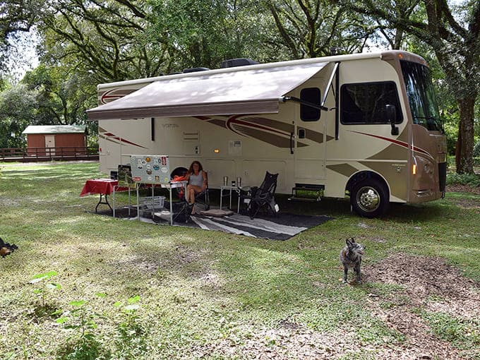 RV camping where you can enjoy nature with all the comforts of home, because roughing it is overrated.