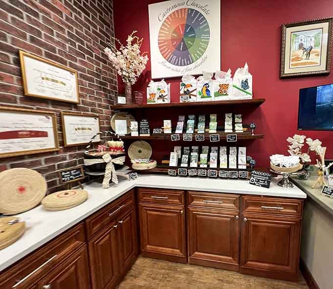 Inside Castronovo, the chocolate color wheel teaches you about flavor profiles while surrounded by tempting treats everywhere you look.