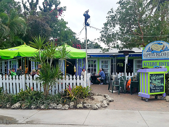 Tropical paradise found! Captiva Island's colorful eateries hide among lush gardens, promising Key lime treats and seafood delights.