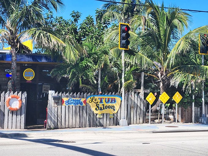 The rustic waterfront charm of Le Tub Saloon beckons from the roadside, where traffic lights stand guard over one of Hollywood's best-kept culinary secrets.