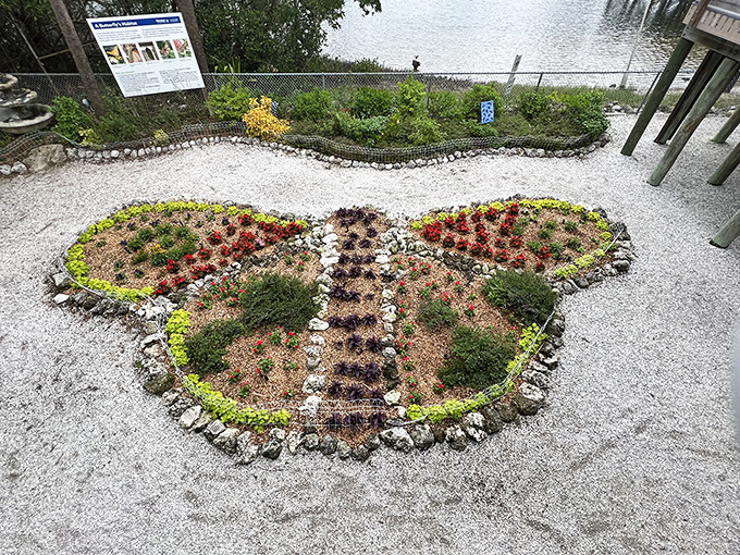 Mother Nature's artistry on display: The butterfly-shaped garden bursts with color, proving even power plants can nurture delicate beauty.