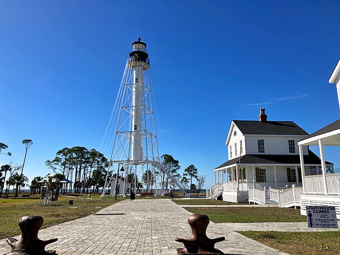 Standing tall against brilliant blue skies, this historic lighthouse has witnessed shipwrecks, hurricanes, and countless perfect sunsets over the decades.