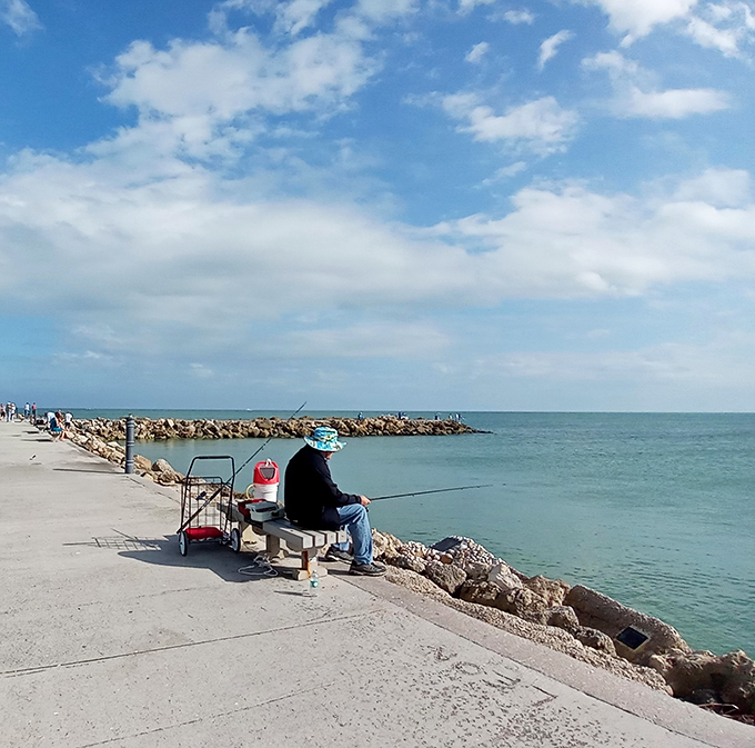 Local anglers have perfected the art of productive laziness &ndash; fishing the inlet while the rest of the world rushes through another Monday.