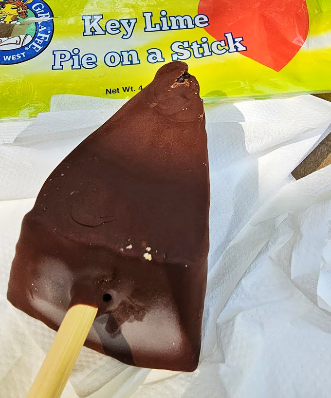 Portable paradise! The Key Lime Pie on a Stick transforms the classic dessert into a chocolate-dipped handheld delight.