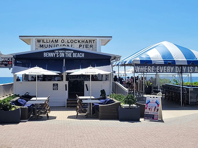Benny's on the Beach offers fresh seafood and unbeatable views, proving that oceanfront dining doesn't need white tablecloths to be spectacular.