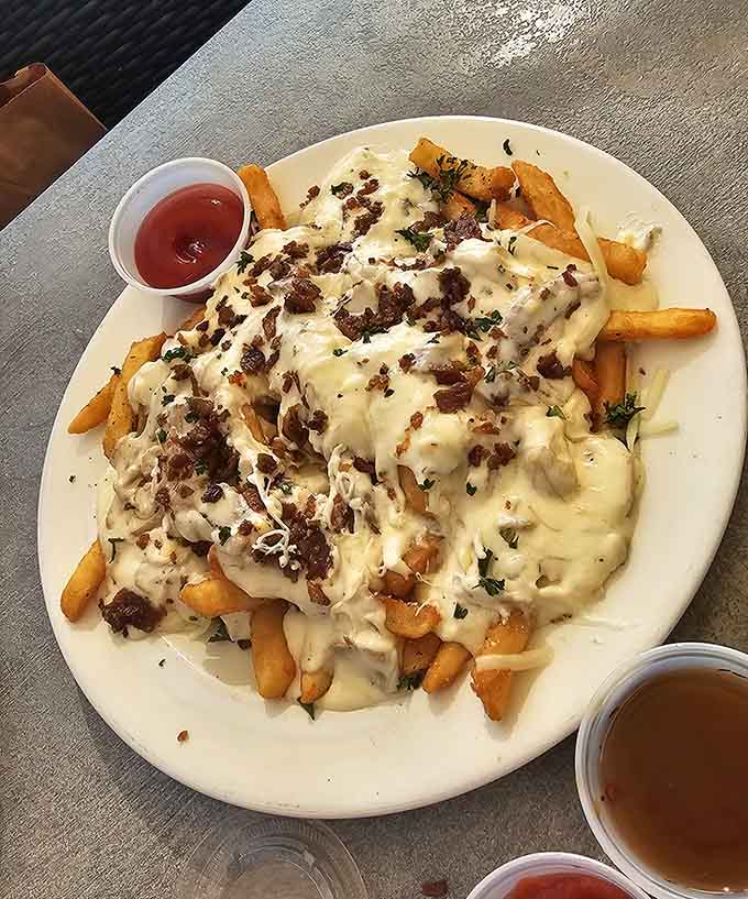 Loaded cheese fries that laugh in the face of portion control and make absolutely no apologies for their delicious excess.